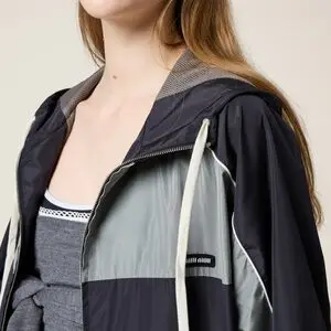 Miu Miu Technical Silk Blouson Jacket - Blue/Lead Gray | Editorialist